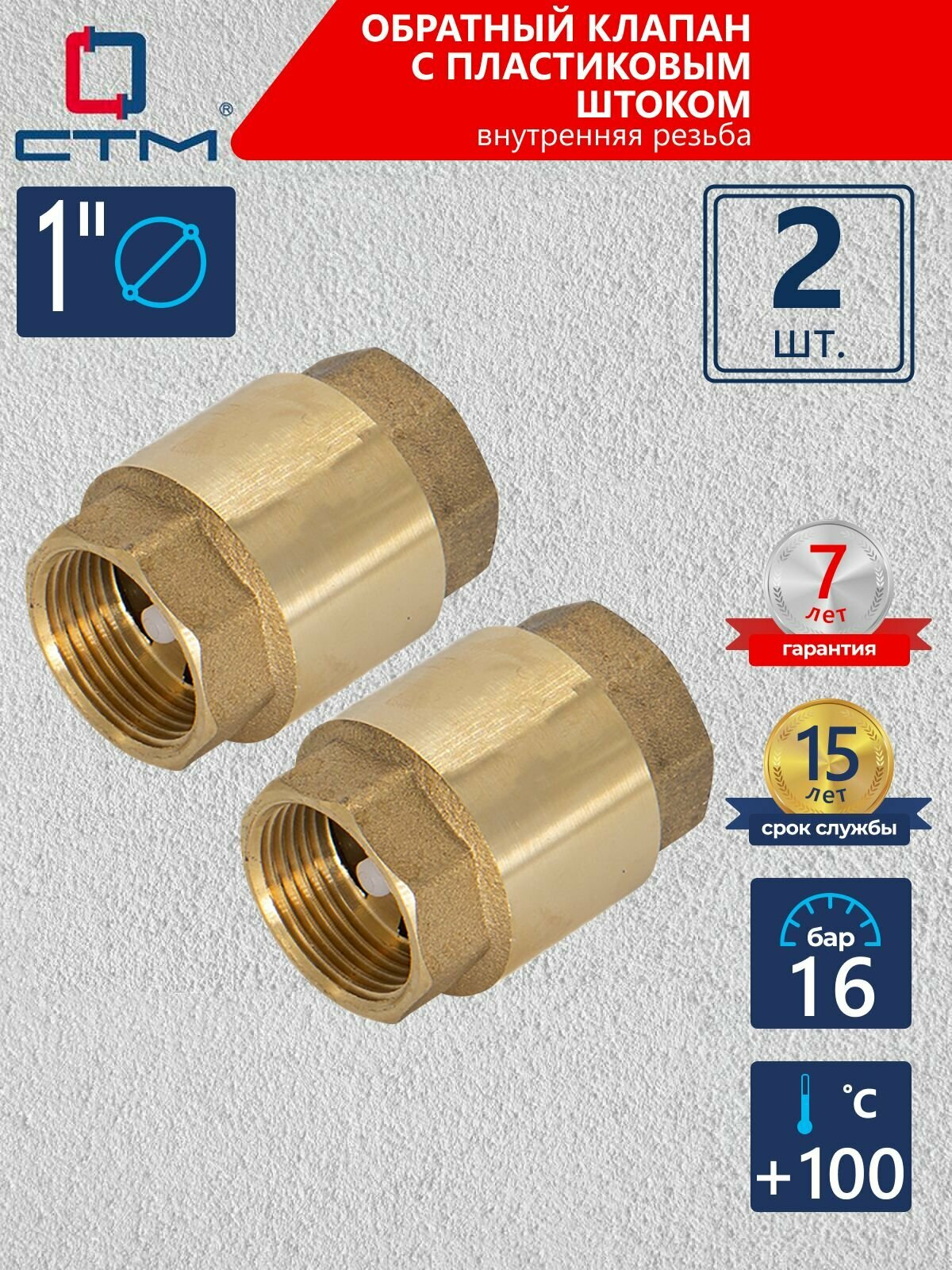 Обратный клапан 1 дюйм, для воды, с пластиковым штоком, 2 шт