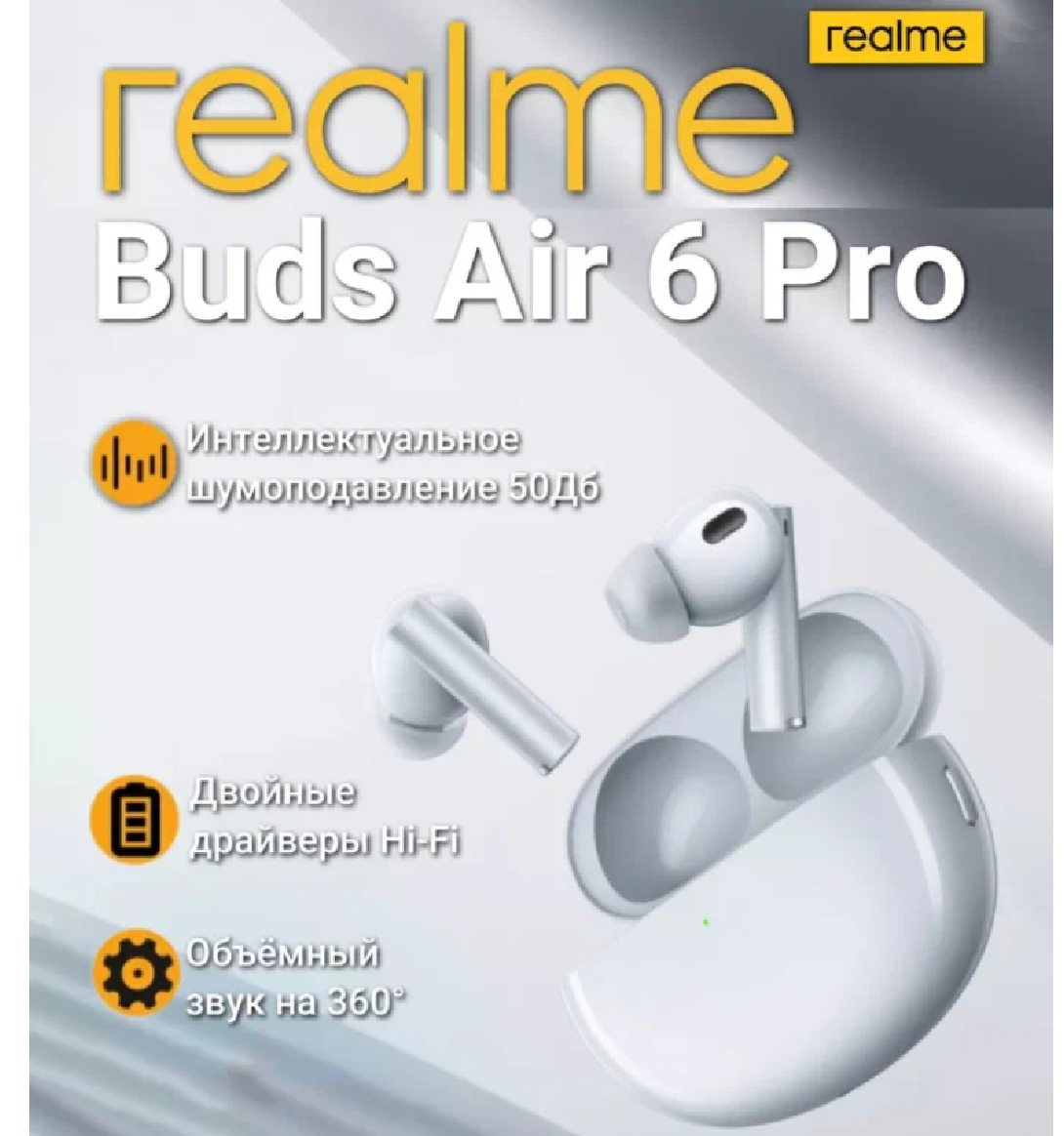 Беспроводные наушники Realme Buds Air 6 pro белый серебристый