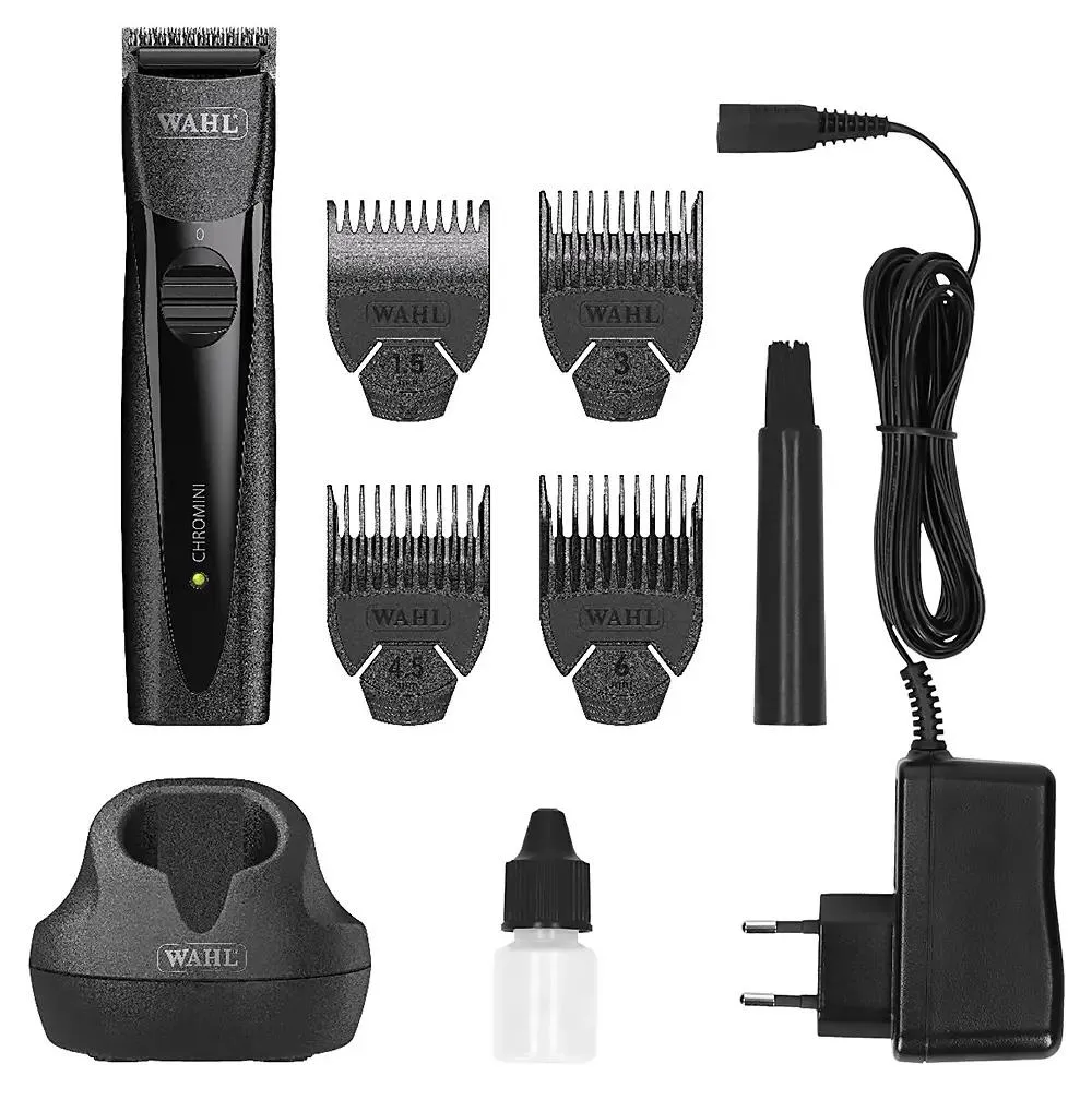 Машинка для окантовки Wahl Chromini 1591-0466, триммер, черный, питание- аккумулятор, 4 насадки