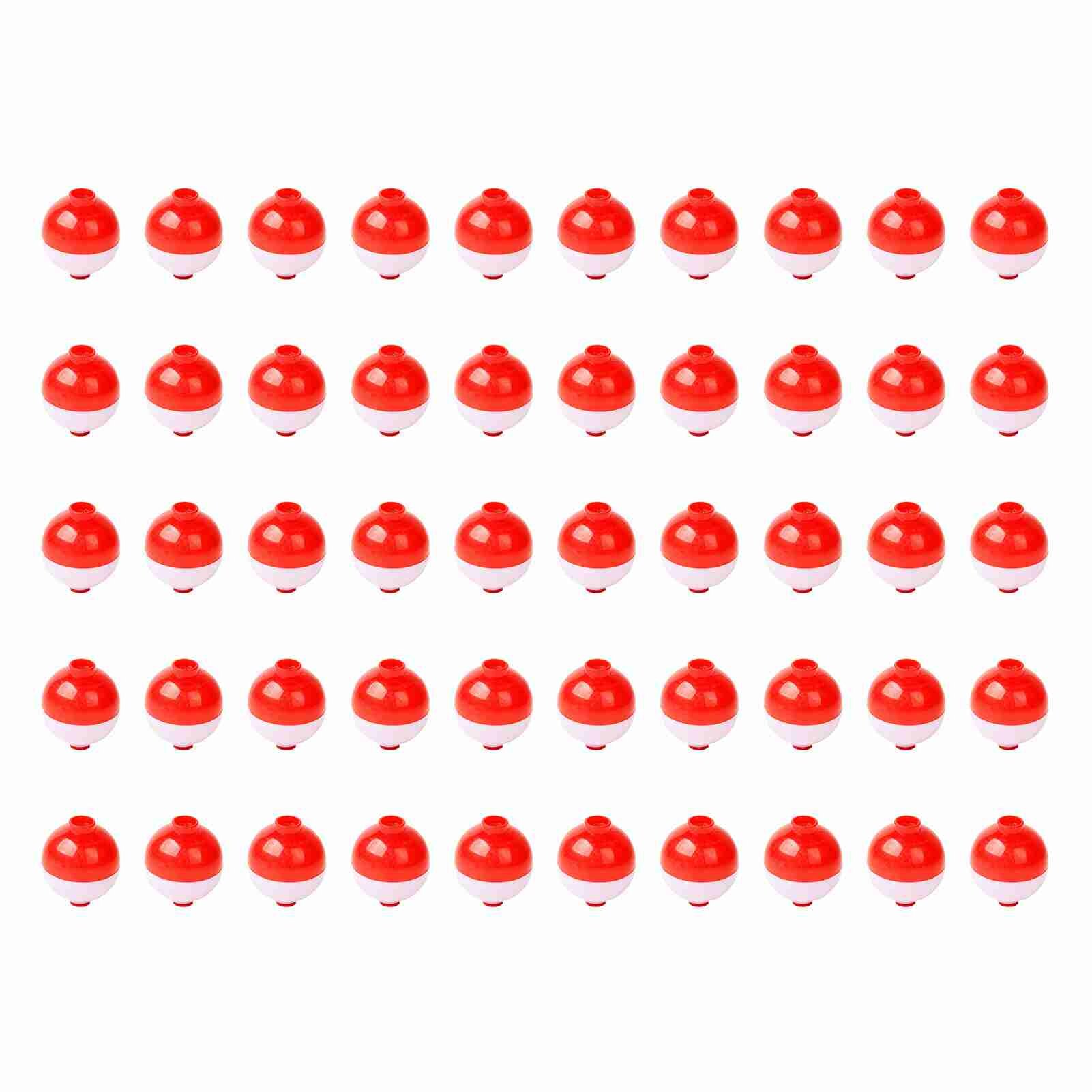 Красные и белые рыболовные поплавки, 50 шт, круглые поплавки диаметром 0,75 дюйма с кнопкой, поплавки-буи для рыболовных снастей, рыболовные приманки и аксессуары
