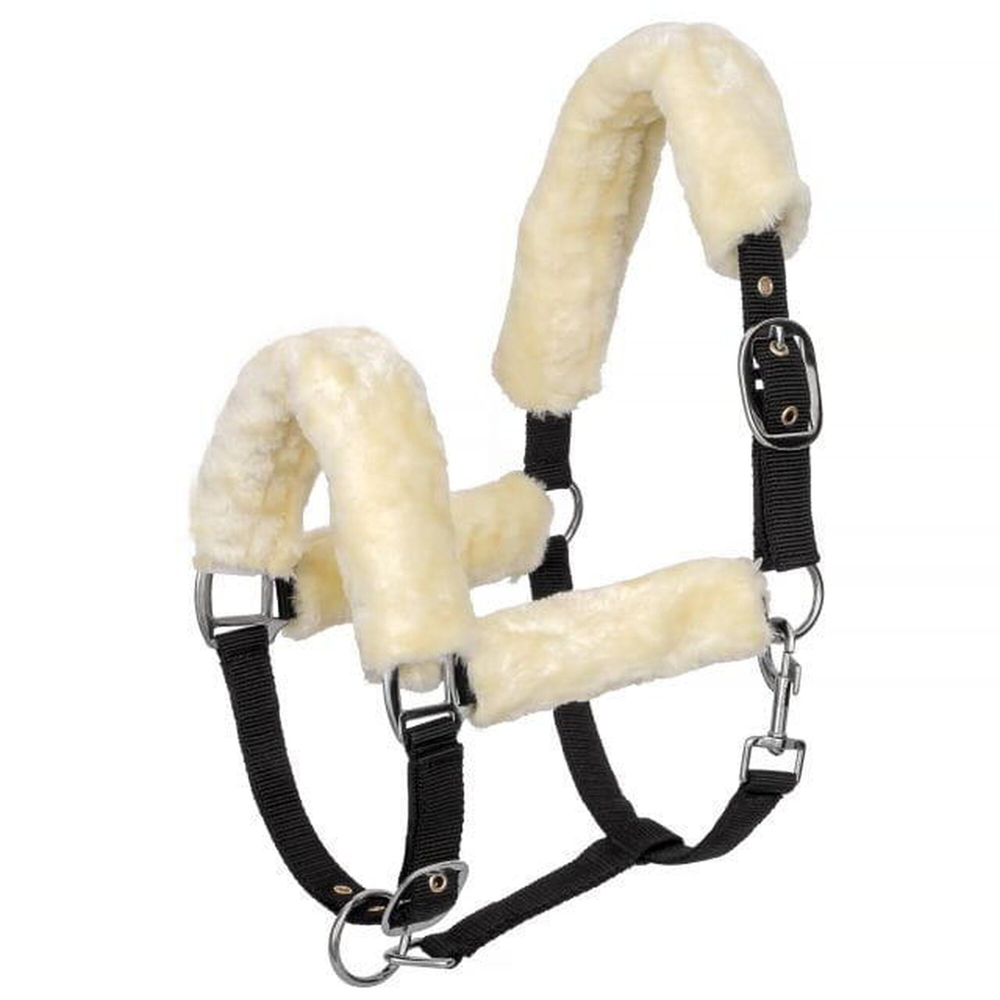 Decathlon Недоуздок с искусственным мехом START FurArtificial, размер: PS, белый/черный