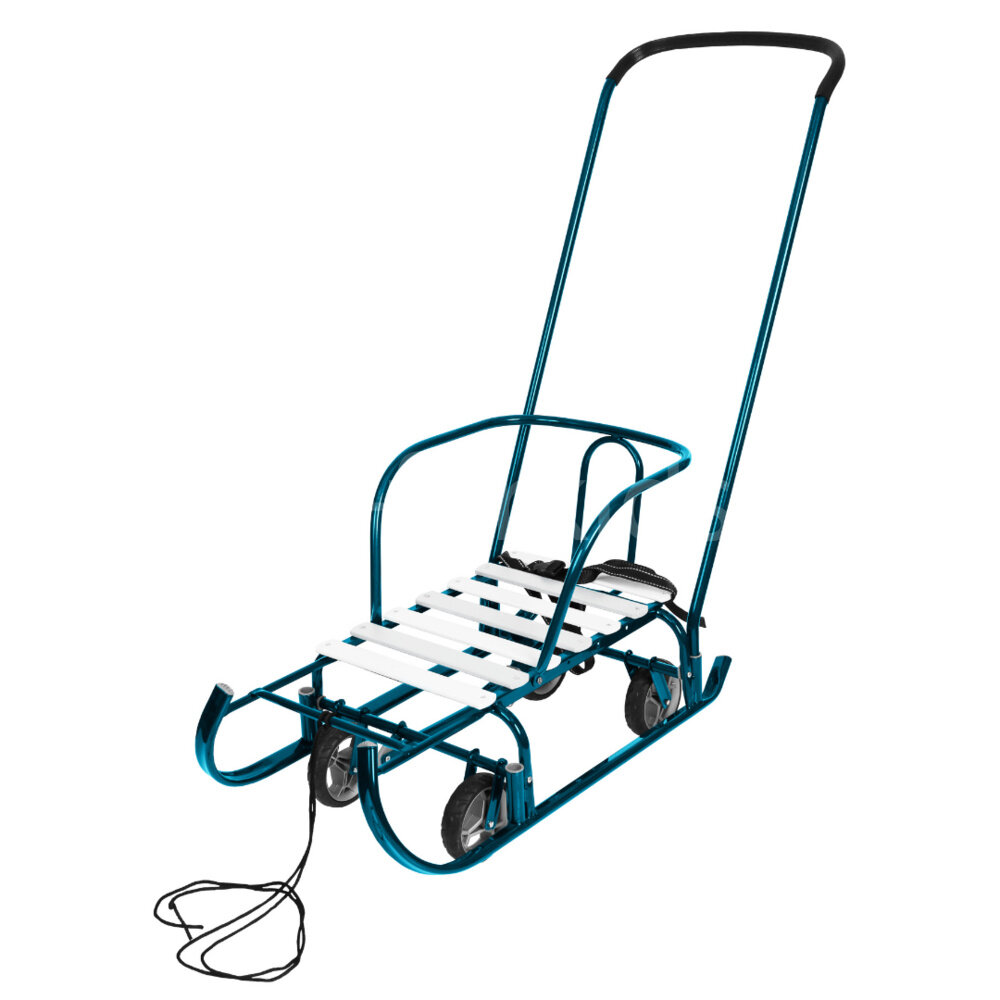 Санки детские с колесами Тимка 6 Универсал, морской лак, с колесиками