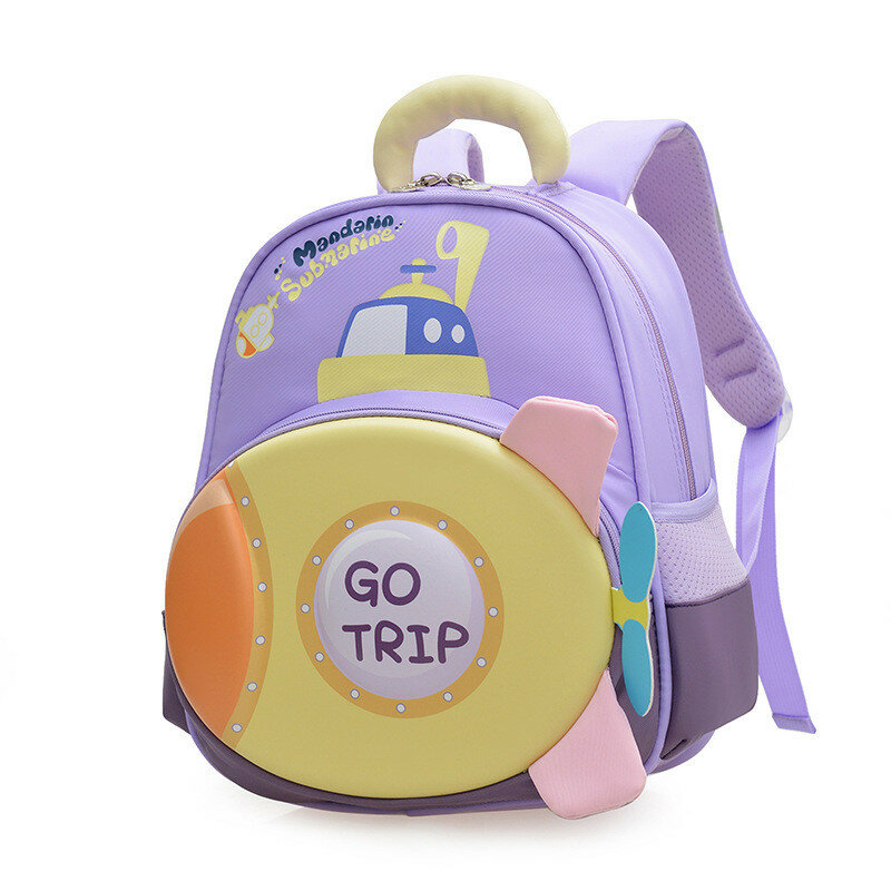 Детский школьный рюкзак с мультяшным дизайном нейлоновый легкий с большим объемом для мальчиков и девочек purple