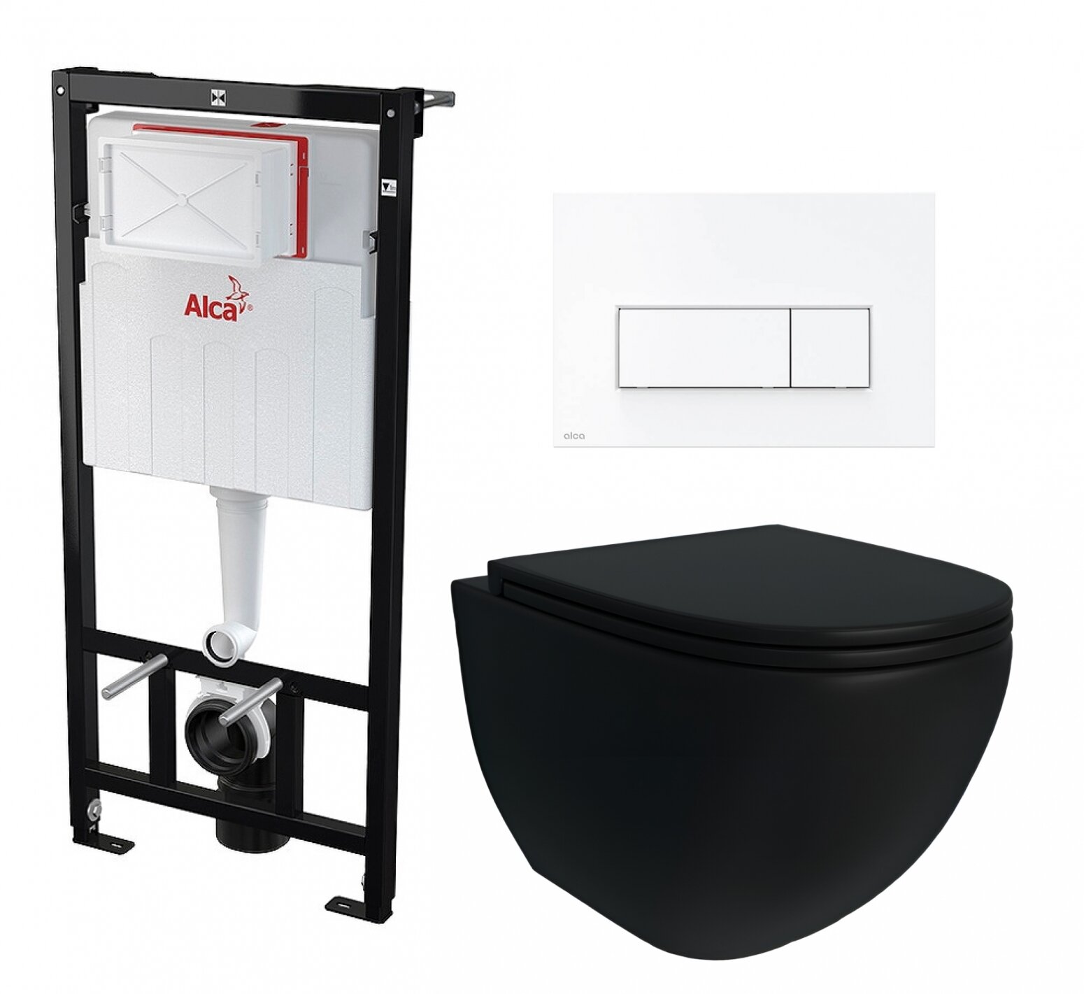 Комплект 3 в 1 инсталляция AlcaPlast + Унитаз подвесной Enio Unico BL Tornado EN4105057 + кнопка белая