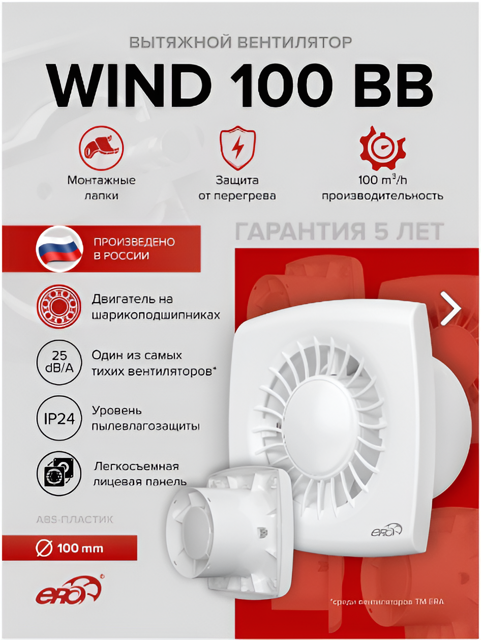 Вентилятор накладной WIND D100 двигатель BB ERA