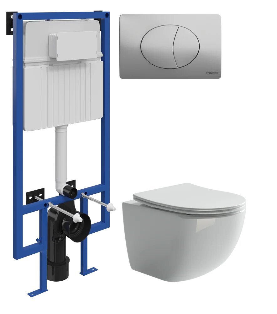 Инсталляция с унитазом комплект 3 в 1 Унитаз подвесной Ceramicanova Forma CN3009 / Инсталляция STWORKI 510162 / Кнопка 230823 цвет матовый хром