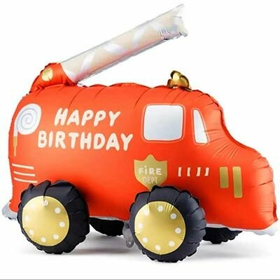 Воздушный шар весёлая затея "Фигура Air", Happy Birthday, Машина пожарная, красный, 26 дюймов