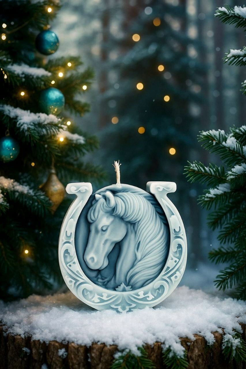 Молд "Подкова лошадь" для свечей, мыла, гипса и смолы, размеры готового изделия 6,7*7см, вес свечи 35 гр.