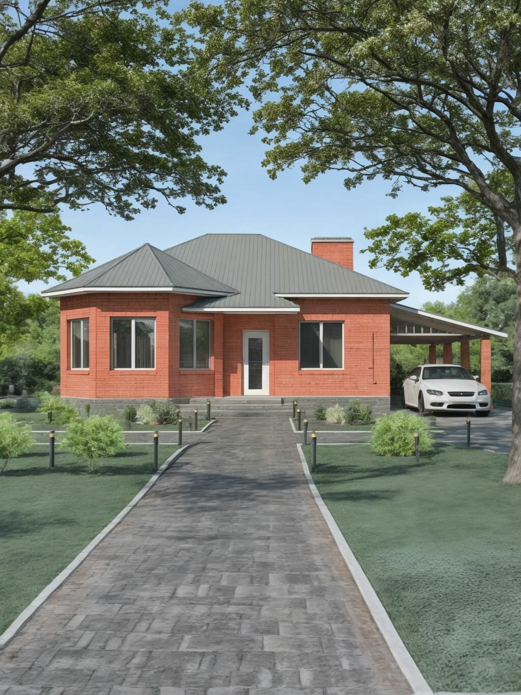 Проект одноэтажного кирпичного дома, выполненный в соответствии с требованиями и нормами, общей площадью 86,5 м (Раздел АР №48-09)