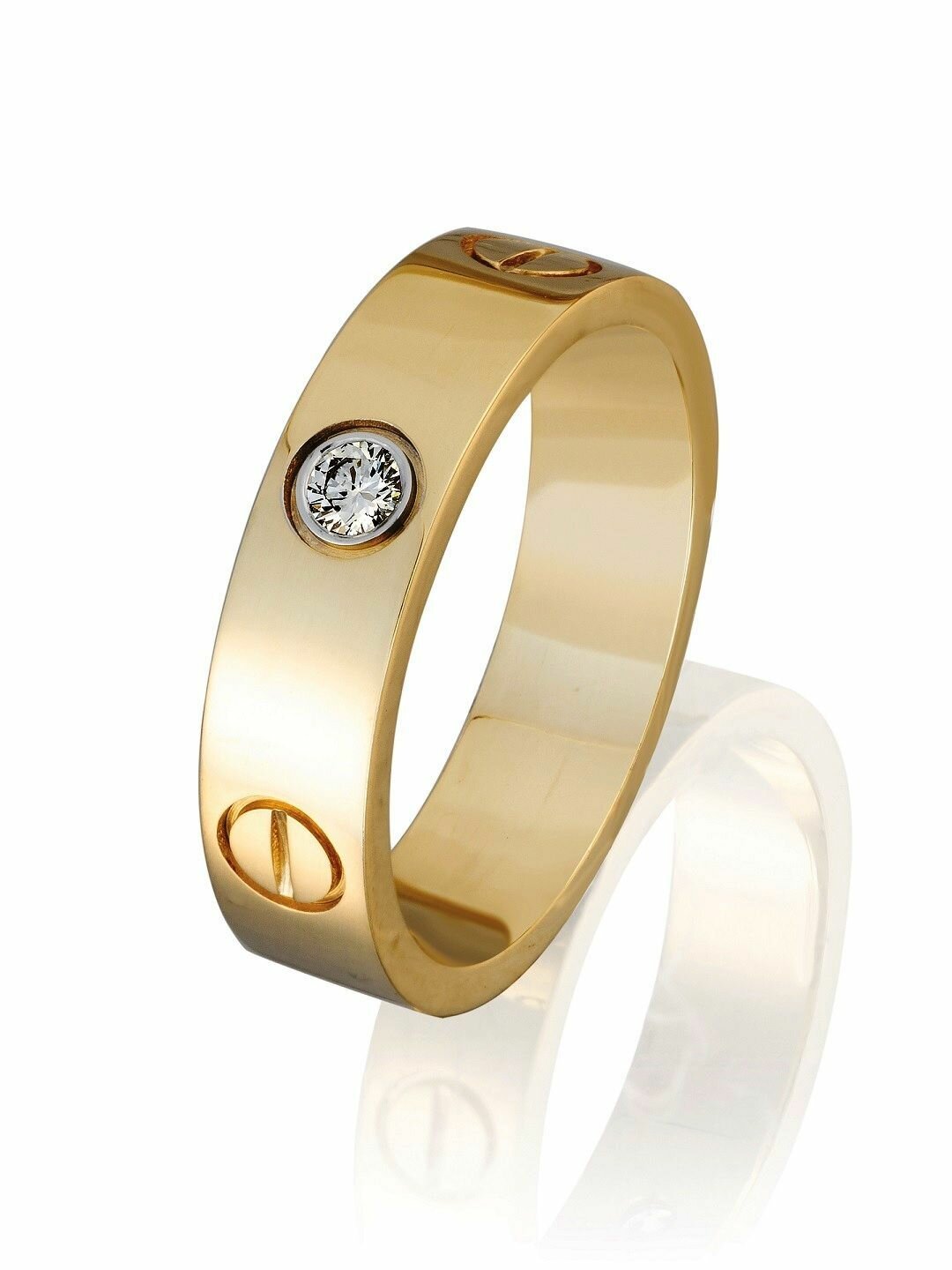Кольцо обручальное, желтое золото, 585 проба, бриллиант