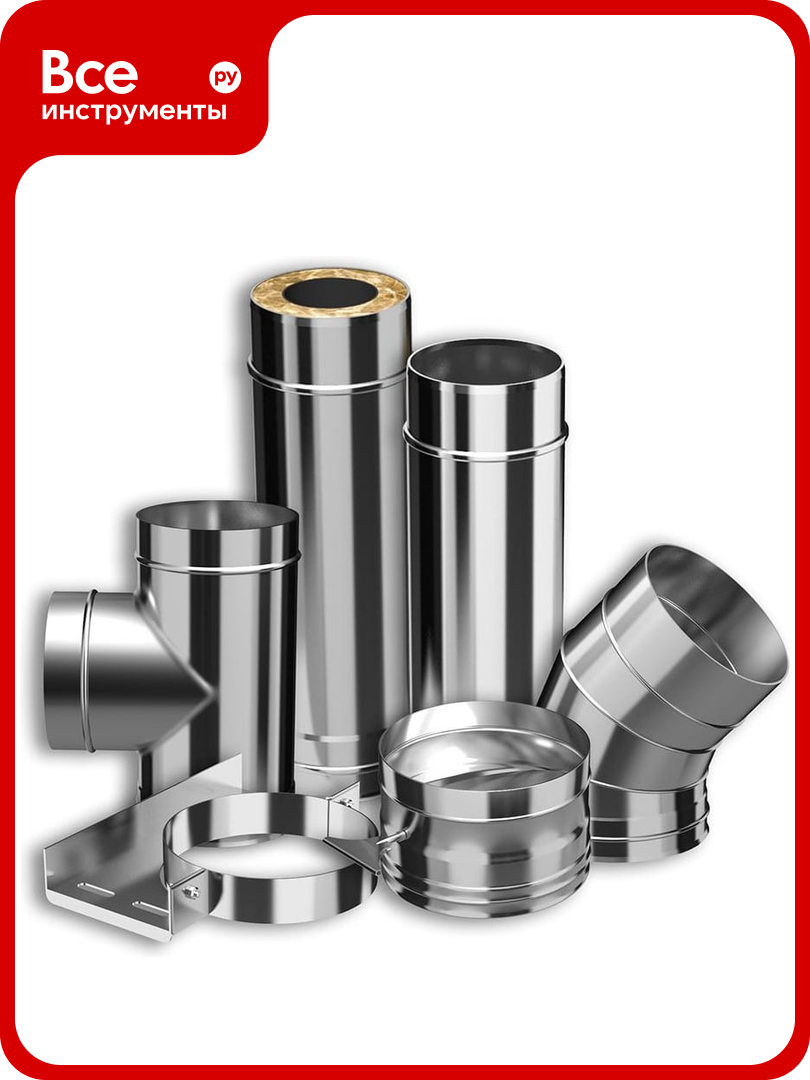 Комплект дымохода металлик И ко угловой 200x115x5000; Оц 0.50 + AISI 430 0.50 (конденсат) О0000065973, 5 м