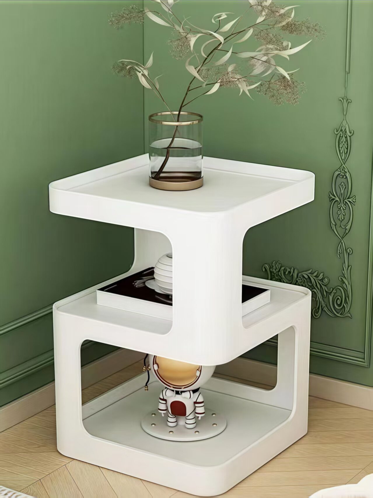 Столик чайный, металл, минимализм, для офиса, белый, 40х40х55 см