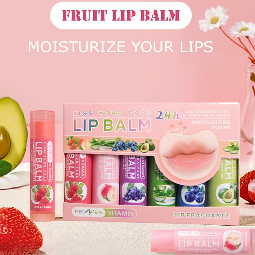 Крем-бальзам для губ с фруктовым вкусом, 6 шт