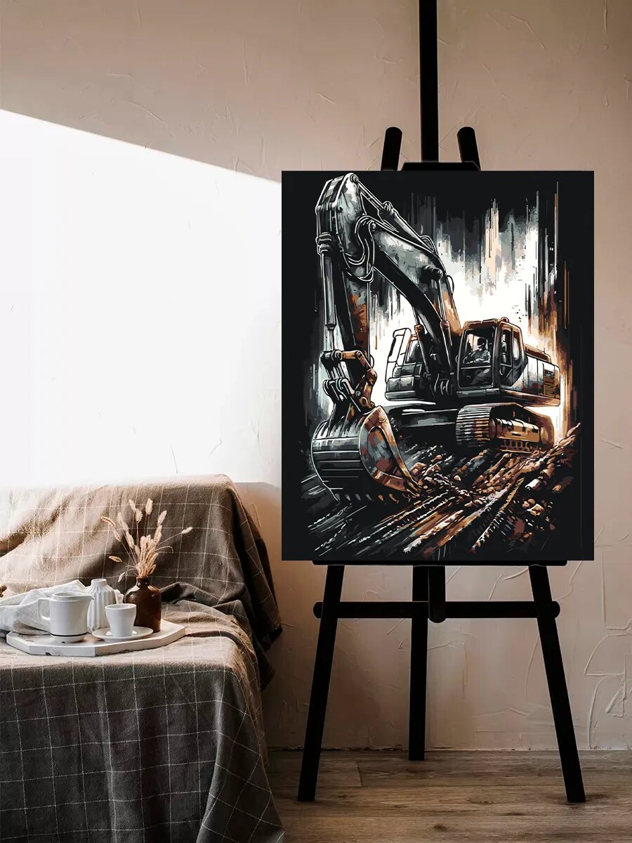 Картина по номерам Экскаватор Строительная Техника