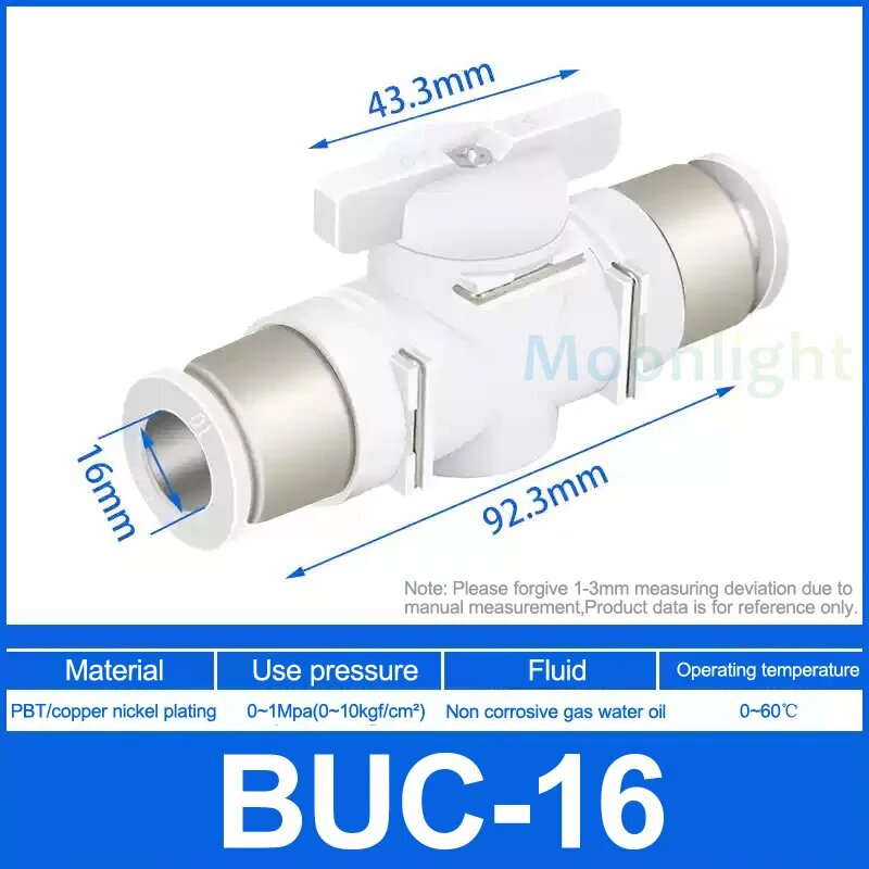 Пневматический быстроразъемный соединитель BUC BTC 4-12 мм BUC-16(white)