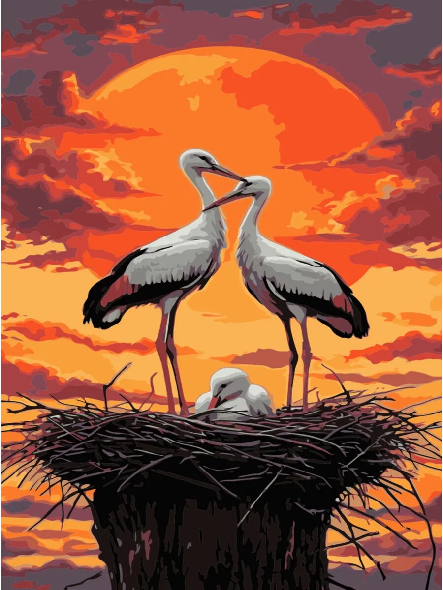 Картина по номерам аисты