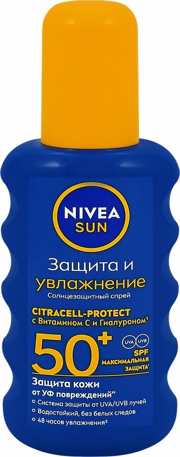 Спрей солнцезащитный для тела NIVEA Sun Защита и увлажнение SPF50+, 200мл