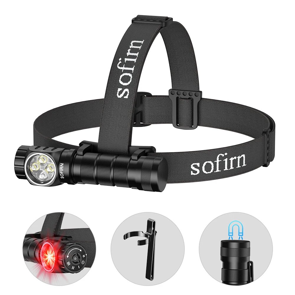 Sofirn HS43 Налобный фонарь 3200 люмен красный/белый