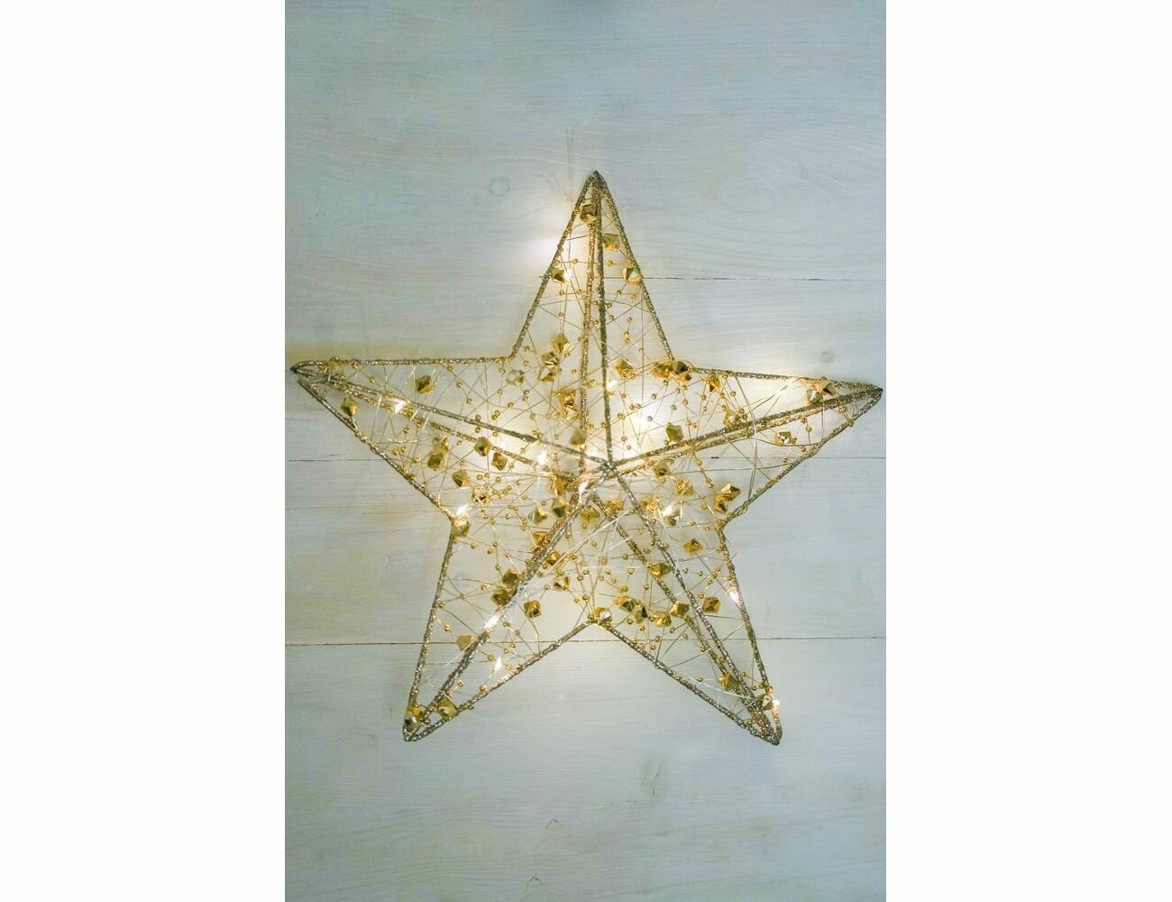 Декоративная светящаяся звезда рагнателла, металл, 20 тёплых белых LED-огней, 30 см, таймер, батарейки, Koopman International AMZ102420