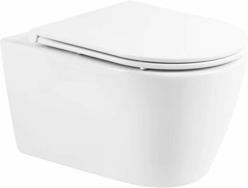 Унитаз подвесной BelBagno Марино (Marino) BB105CHR BB870SC с микролифтом, безободковый, без бачка, антивсплеск, фарфоровый, белый, глянцевый, овальный, сиденье для унитаза в комплекте