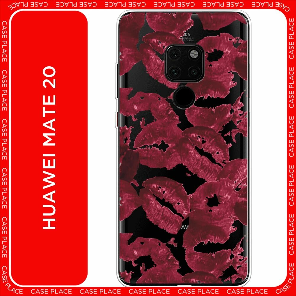 Чехол на Huawei Mate 20 / Хуавей Мате 20 с принтом "Помада паттерн 2", прозрачный