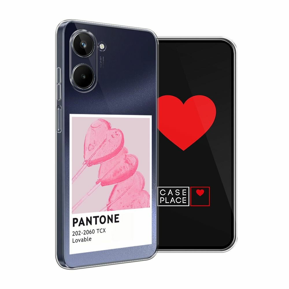 Чехол на Realme 10 4G / Реалми 10 4G с принтом "Pantone Lovable 2 - 14 февраля", прозрачный — фото 1