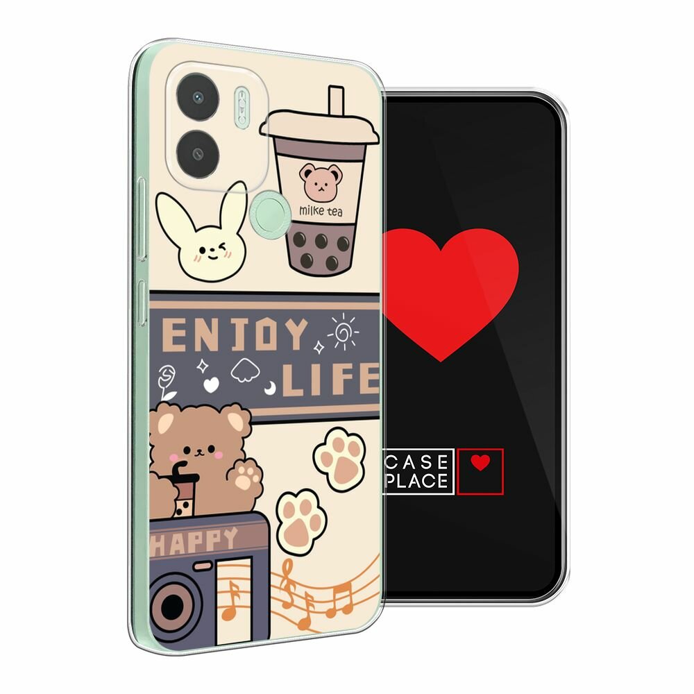Чехол на Xiaomi Redmi A1+/Redmi A2+/Poco C51/C50 / Редми A1+ с принтом "Enjoy life 1" — фото 1