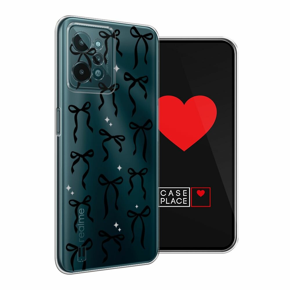 Чехол на Realme C31 / Реалми C31 с принтом "Black bows", прозрачный — фото 1