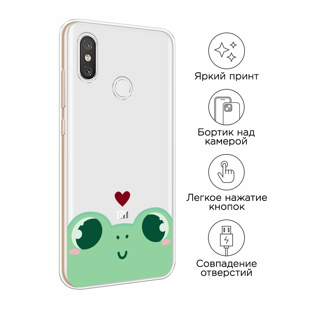 Чехол на Xiaomi Mi 8 / Сяоми Ми 8 с принтом "Влюблённая лягушка - 14 февраля", прозрачный — фото 1
