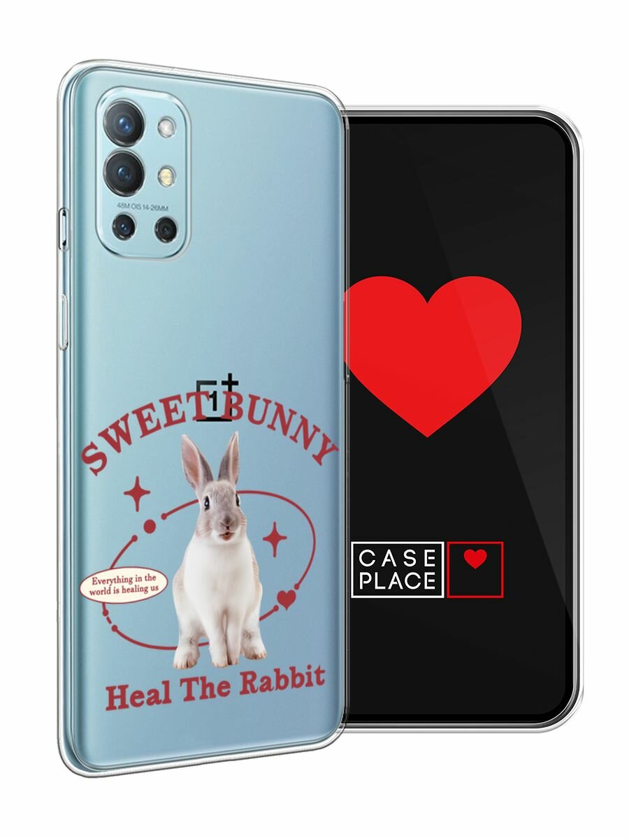 Чехол на OnePlus 9R / ВанПлас 9R с принтом "Heal the rabbit", прозрачный — фото 1
