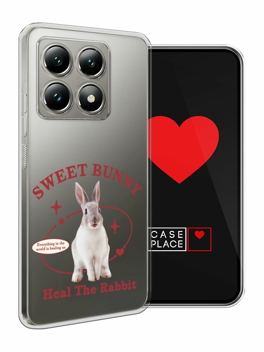 Чехол на Xiaomi 14T / Сяоми 14T с принтом "Heal the rabbit", прозрачный — фото 1