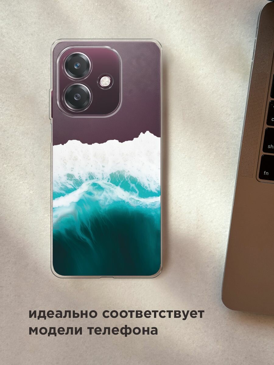 Чехол на Oppo A3/A3x / Оппо А3/A3x с принтом "Большая волна", прозрачный — фото 1