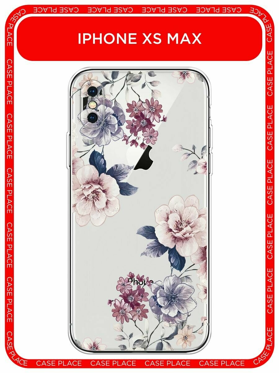 Чехол на Apple iPhone XS Max / Айфон XS Max с принтом "Нежные винтажные цветы", прозрачный