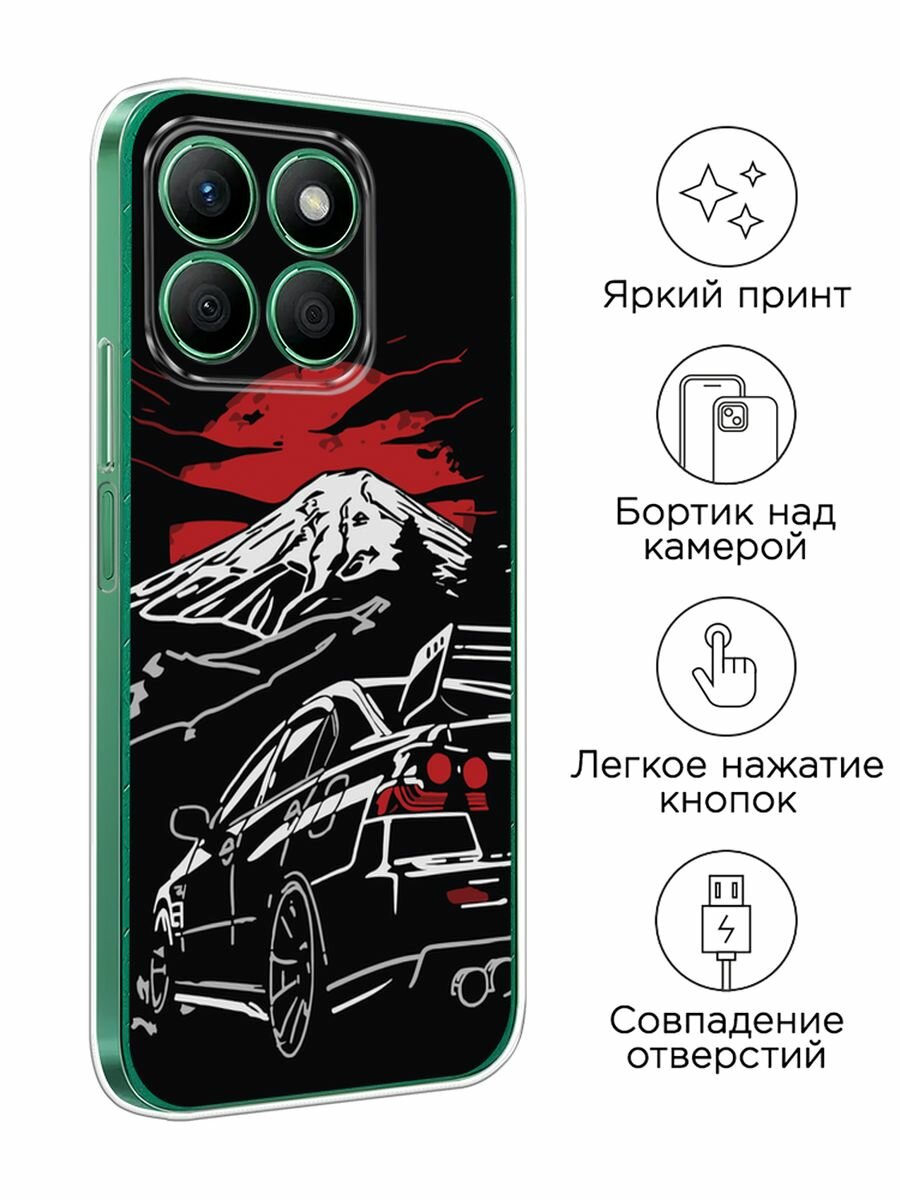 Чехол на Honor X8B / Хонор X8B с принтом "Машина в горах JDM" — фото 1