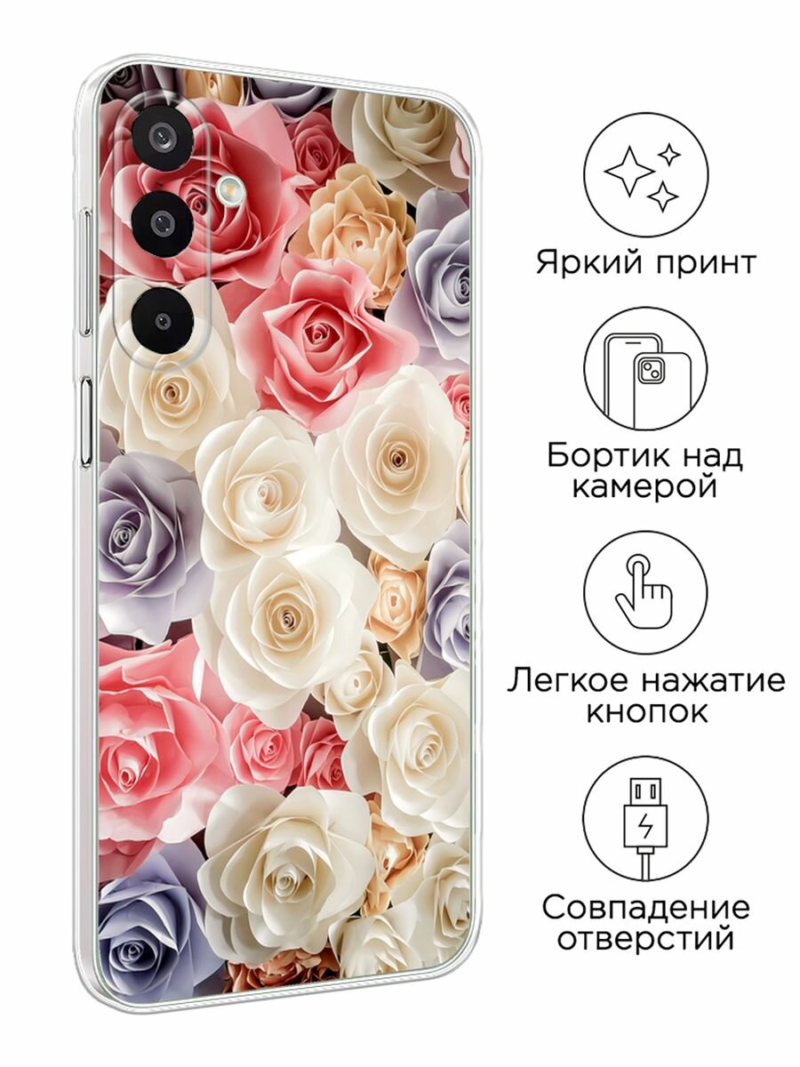 Чехол на Samsung Galaxy M16 / Самсунг Галакси М16 с принтом "Пастельные розы" — фото 1