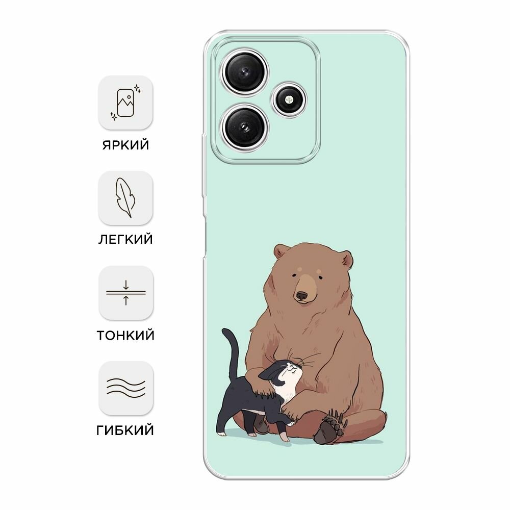 Чехол на Xiaomi Redmi 12 5G / Сяоми Редми 12 5G с принтом "Медведь и кошка дружба" — фото 1