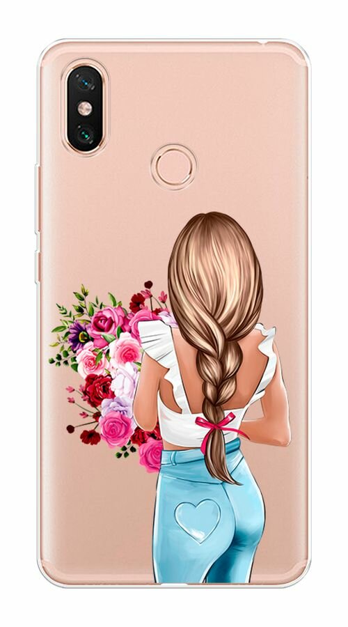Чехол на Xiaomi Mi Max 3 / Сяоми Ми Макс 3 с принтом "Букет для девушки", прозрачный