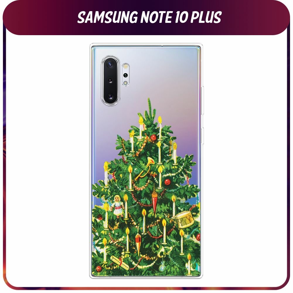 Чехол на Samsung Galaxy Note 10 + / Самсунг Гэлакси Нот 10 Плюс с принтом Рождественская ель, прозрачный