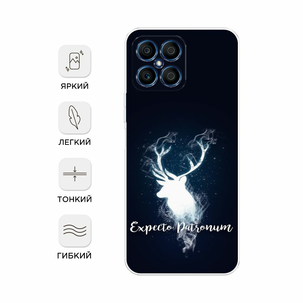 Силиконовый чехол на Honor X8 / Хуавей X8 с принтом Expecto Patronum — фото 1