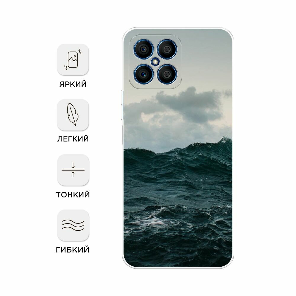 Силиконовый чехол на Honor X8 / Хуавей X8 с принтом "Волны 11" — фото 1