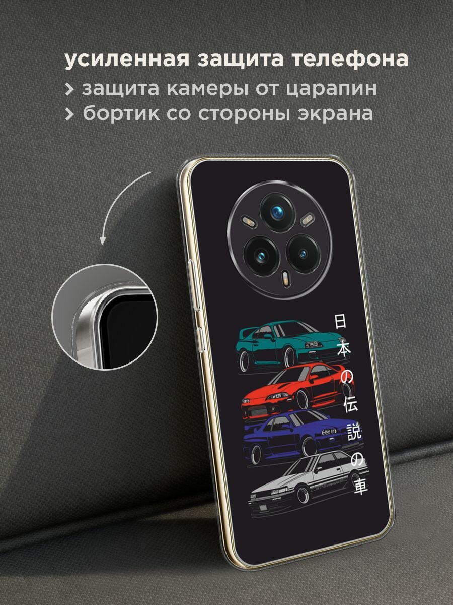 Чехол на Realme 14 Pro+ / Реалми 14 Про+ с принтом "JDM Legend cars" — фото 1