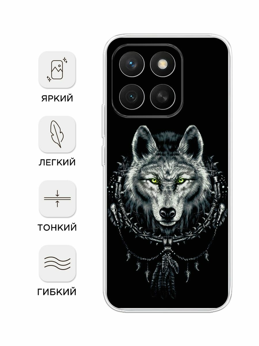 Силиконовый чехол на Honor X8c / Хонор X8c с принтом "Волк оберег" — фото 1