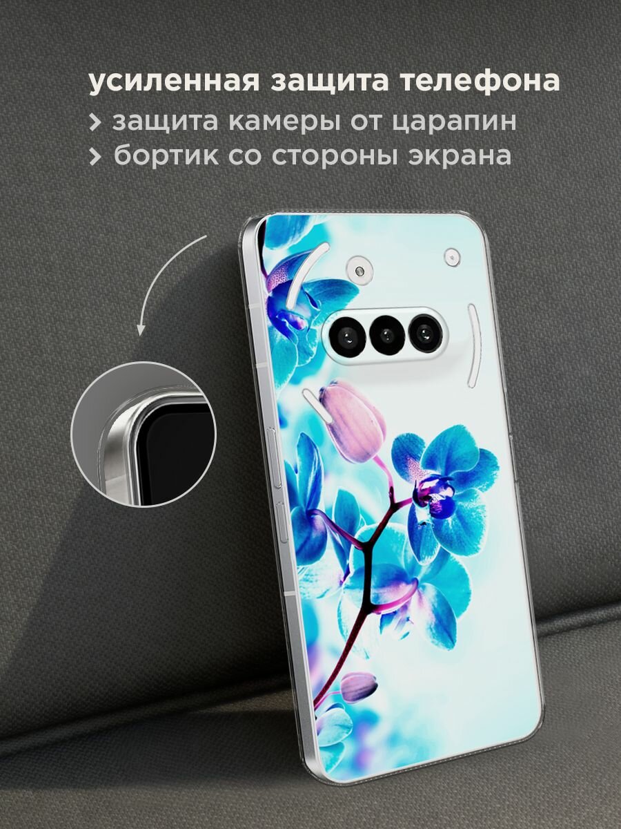 Чехол на Nothing Phone 3a / Нотинг Фон 3а с принтом "Голубая орхидея" — фото 1