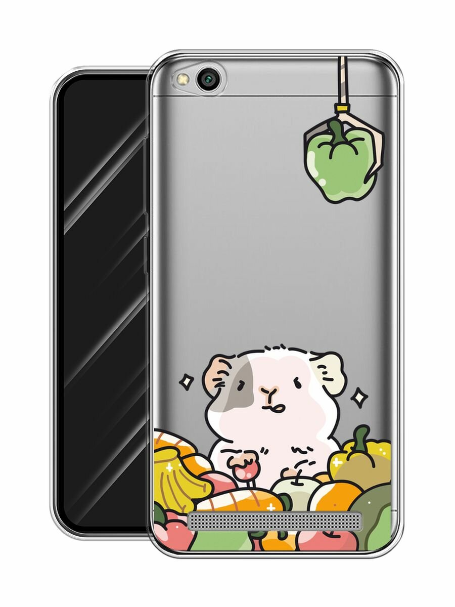 Чехол на Xiaomi Redmi 5A / Сяоми Редми 5а с принтом "Пирующая морская свинка", прозрачный — фото 1