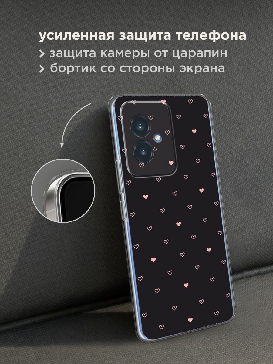 Чехол на Honor 100 / Хонор 100 с принтом "Черный фон и сердечки" — фото 1