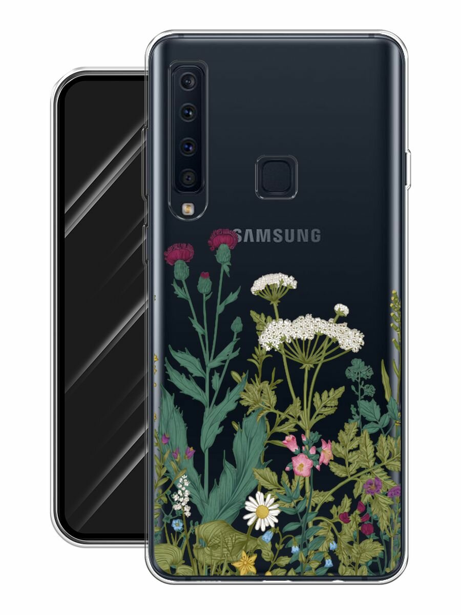 Чехол на Samsung Galaxy A9 2018 / Самсунг Галакси А9 2018 с принтом "Дикие полевые цветы", прозрачный — фото 1