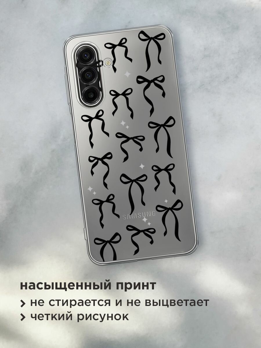 Чехол на Samsung Galaxy A17 / Самсунг А17 с принтом "Black bows", прозрачный — фото 1