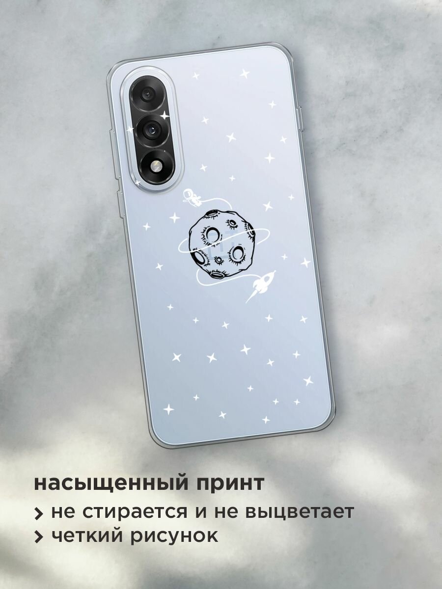 Чехол на OnePlus Nord 5 / Ван Плас Норд 5 с принтом "Полет вокруг луны", прозрачный — фото 1