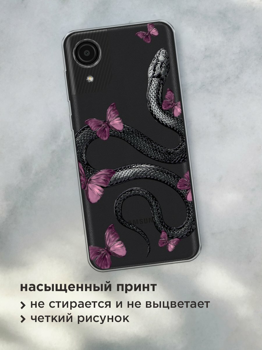 Чехол на Samsung Galaxy A03 Core / Самсунг Галакси А03 Core с принтом "Snake and butterflies 2" — фото 1
