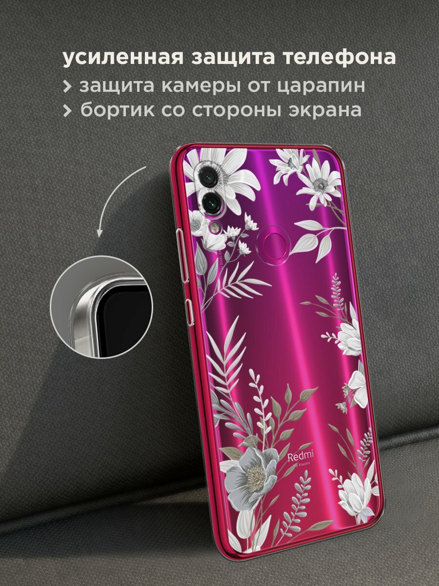 Чехол на Xiaomi Redmi Note 7 / Сяоми Редми Нот 7 с принтом "Цветы сепия 3" — фото 1
